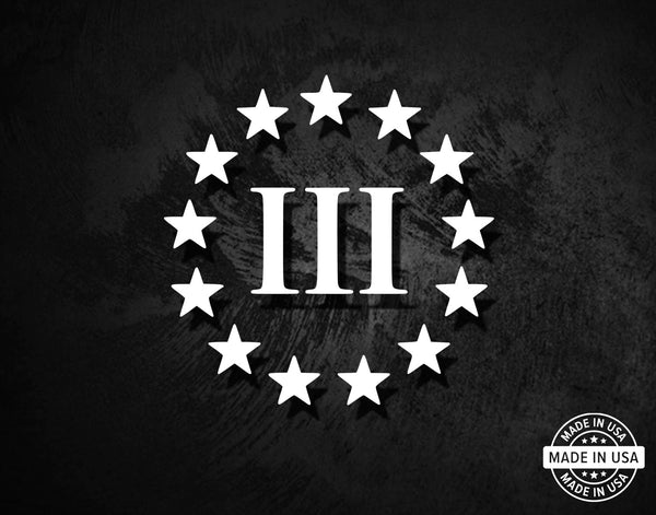 Three Percenter - 3% - Betsy Ross 13 Stars Decal - American Die-Cut Decals