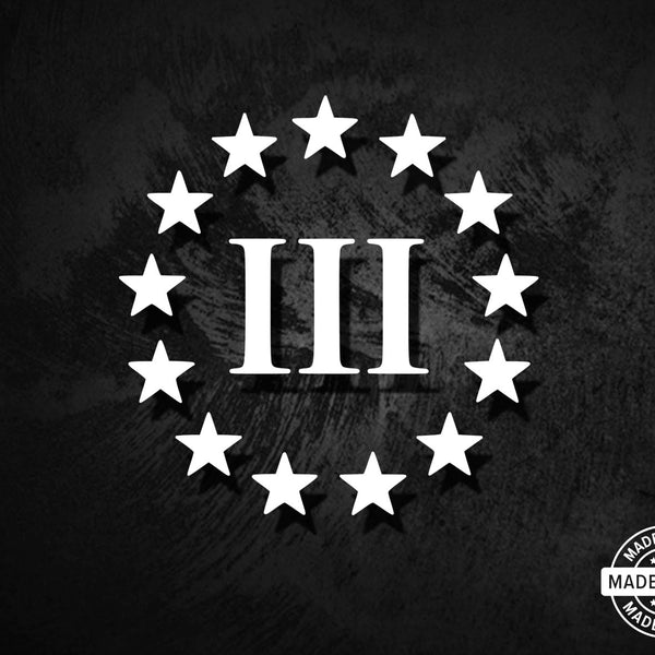 Three Percenter - 3% - Betsy Ross 13 Stars Decal - American Die-Cut Decals