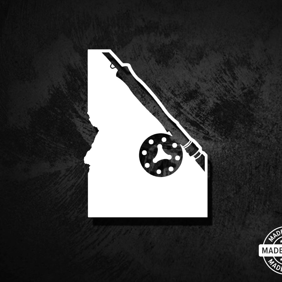 Idaho State Fly Rod & Reel Decal - American Die-Cut Decals
