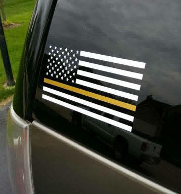 Thin Gold Line Flag Decal - American Die-Cut Decals