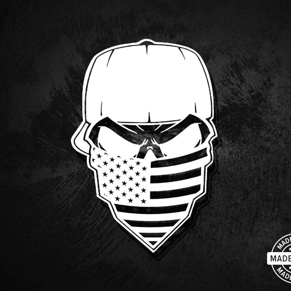 American Flag Bandana Skull Decal - American Die-Cut Decals
