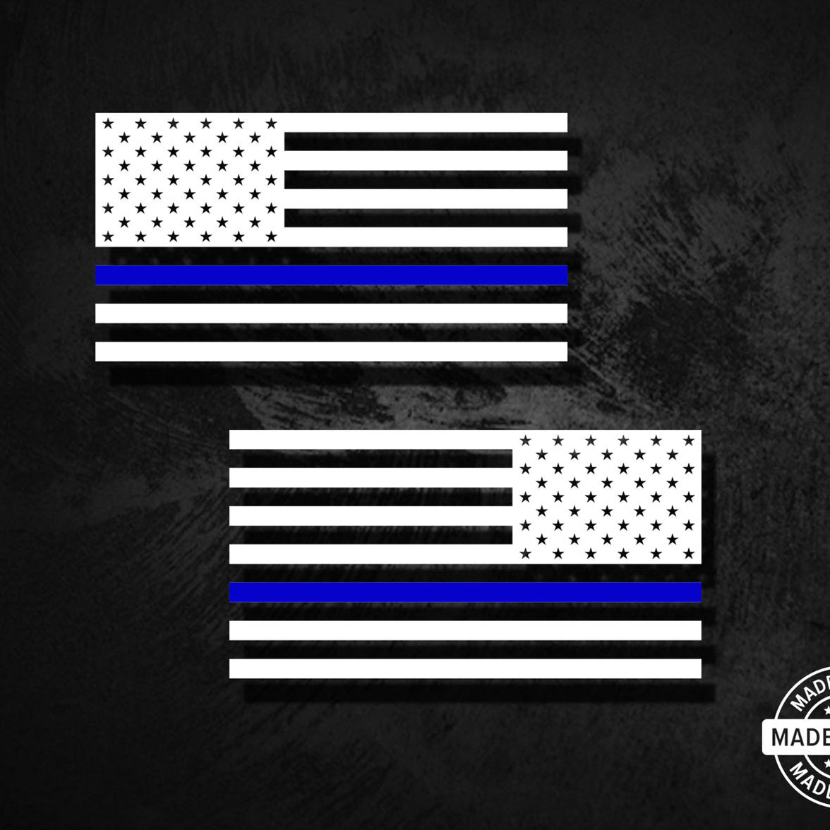 Thin Blue Line (solid union) Flags (LH RH Set) Decal - American Die-Cut ...