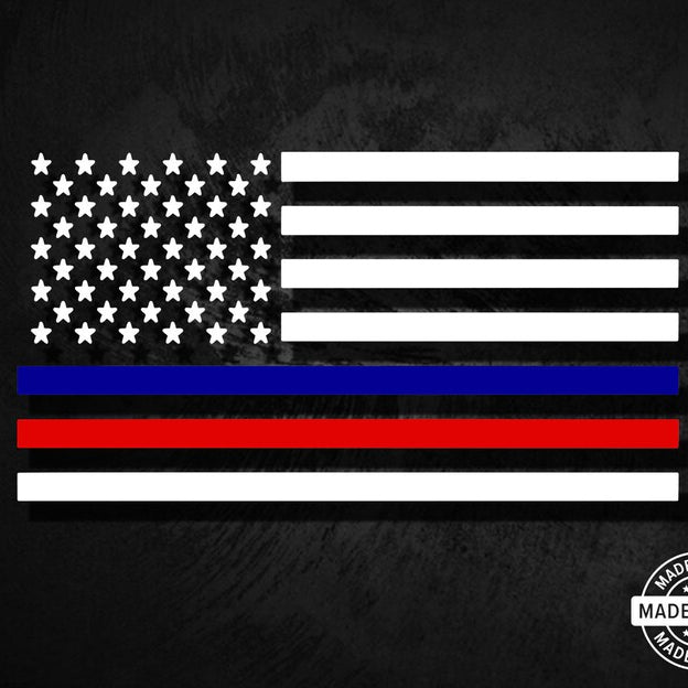 Thin Blue/Red Line Flag Decal - American Die-Cut Decals